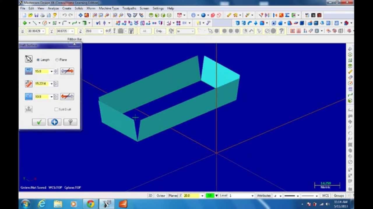 Thiết kế trên Mastercam v9-X_Bài 39:Hướng dẫn sử dụng các lệnh vẽ khối- lệnh DRAFT FACES – Lập ...